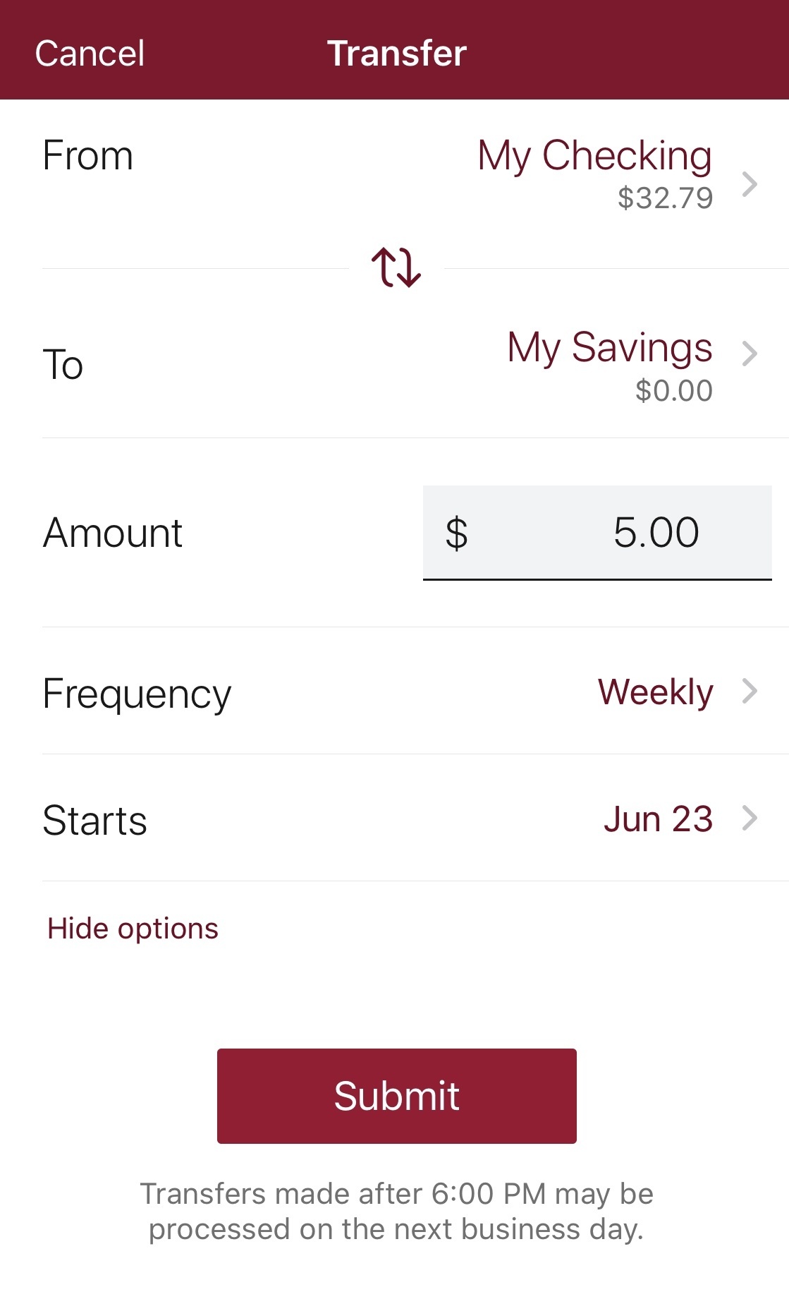 Make one-time or recurring transfers - Bryant Bank